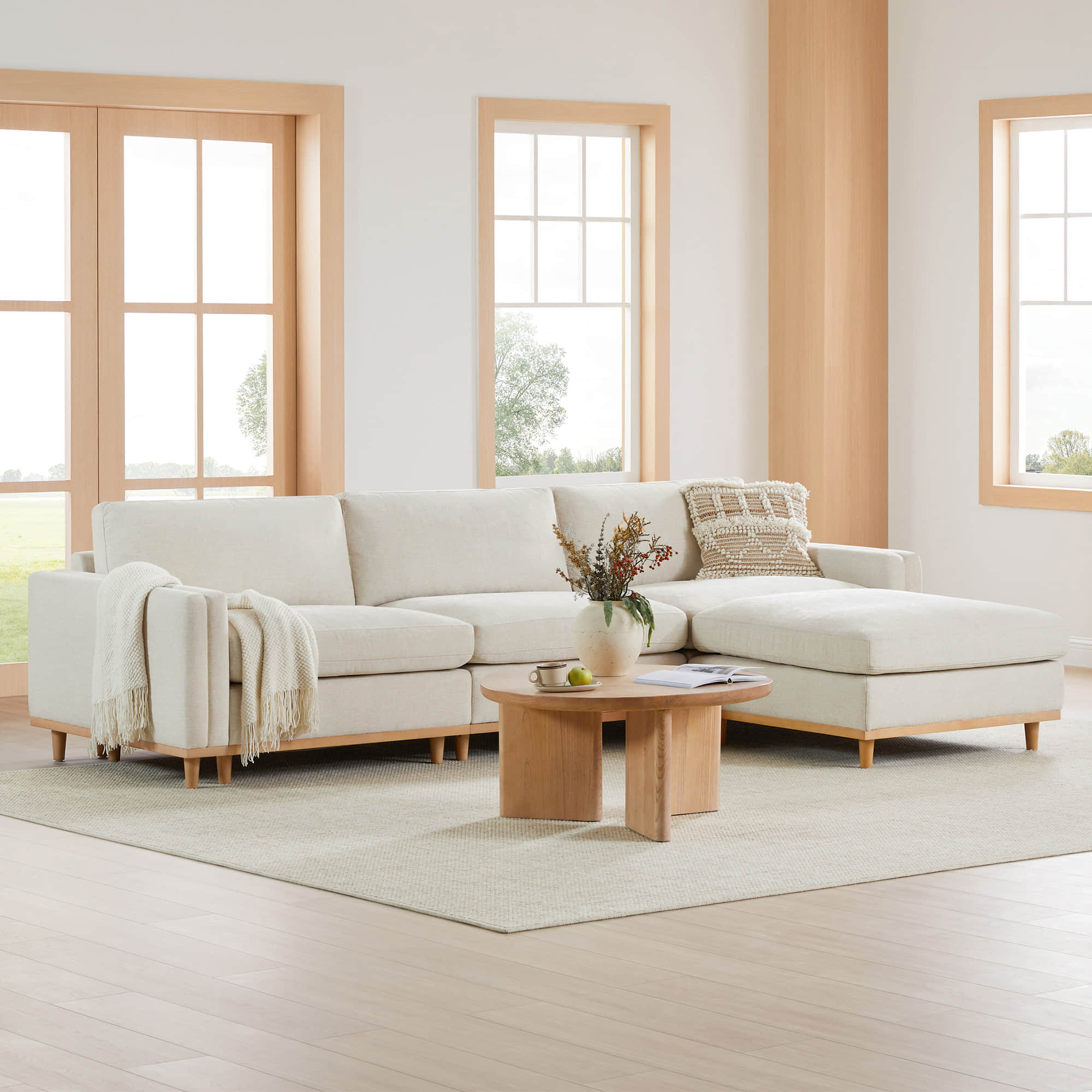 Liam 4-Piece Overstuffed Feather Wood Base Sectional Sofa | Luxurious ...