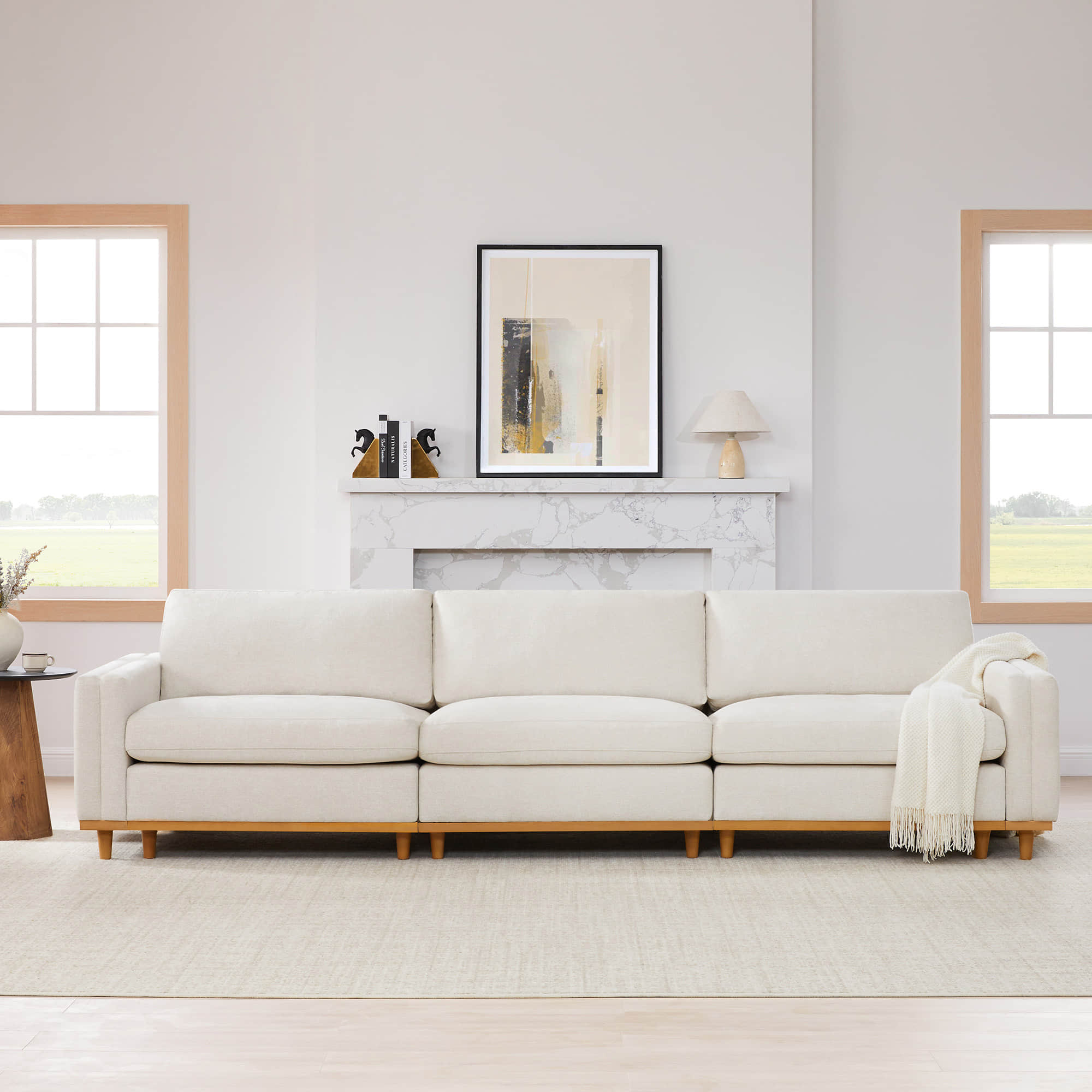 Liam 3-Piece Overstuffed Feather Wood Base Sectional Sofa | Luxurious ...