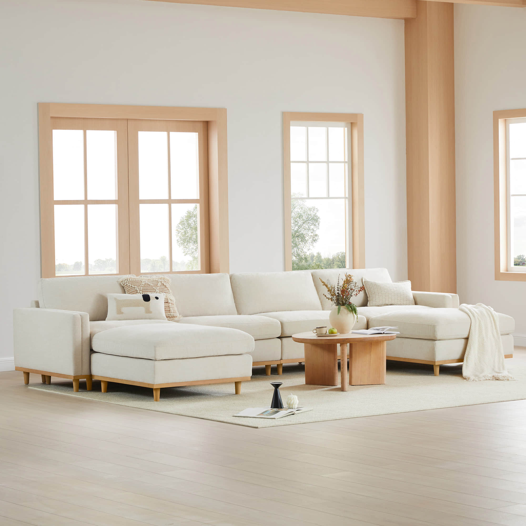 Liam 6-Piece Overstuffed Feather Wood Base Sectional Sofa | Luxurious ...